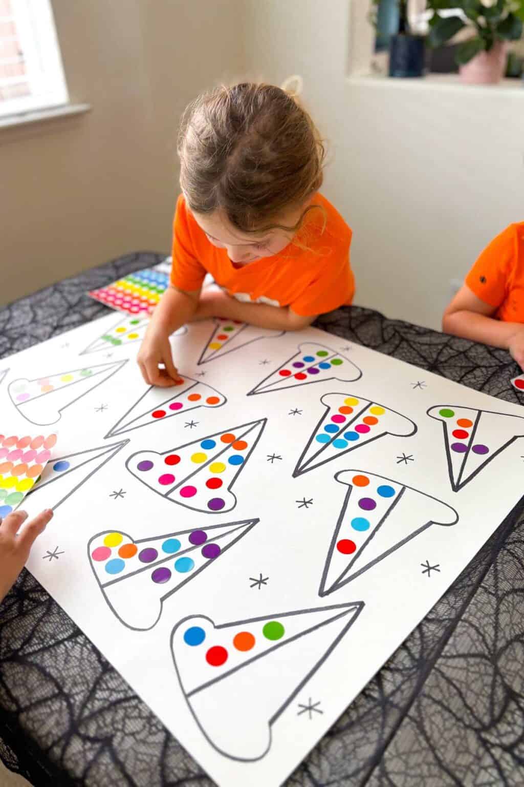 Symmetrical Witch Hat Halloween Math Game - Friends Art Lab