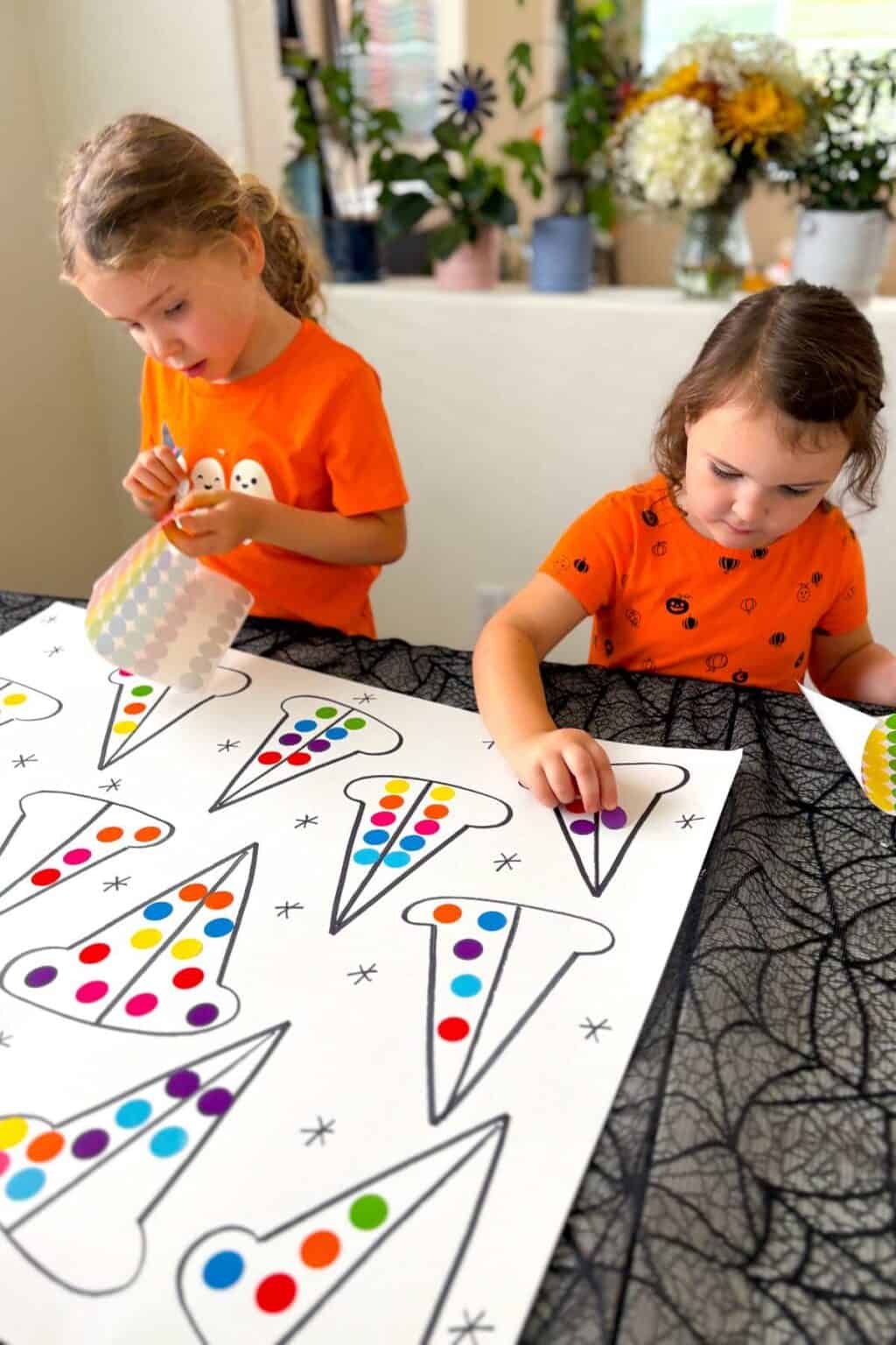 Symmetrical Witch Hat Halloween Math Game - Friends Art Lab